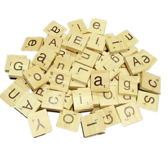100Pcs Wooden Alphabet Scrabble Tiles Letters with Numbers (Lower Case ...