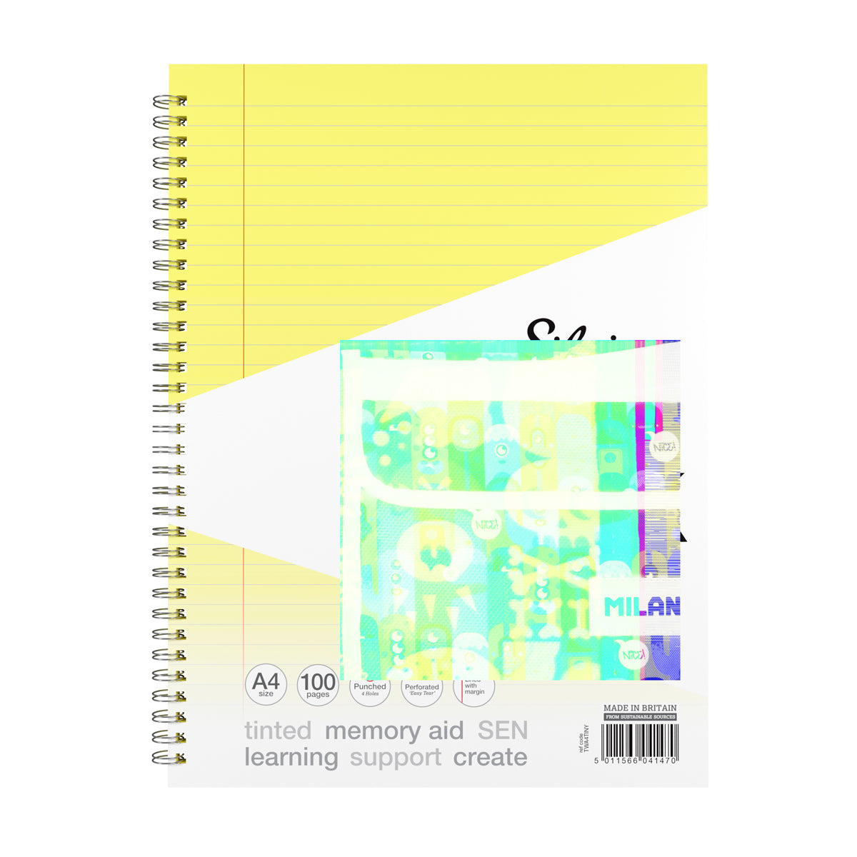 Silvine Tinted A4+ Notebook 8mm Lined with Margin 100 Pages Yellow (NE ...