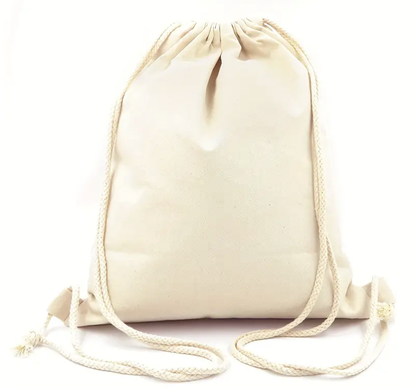 Canvas Drawstring Backpack (White & Black options) – playspy